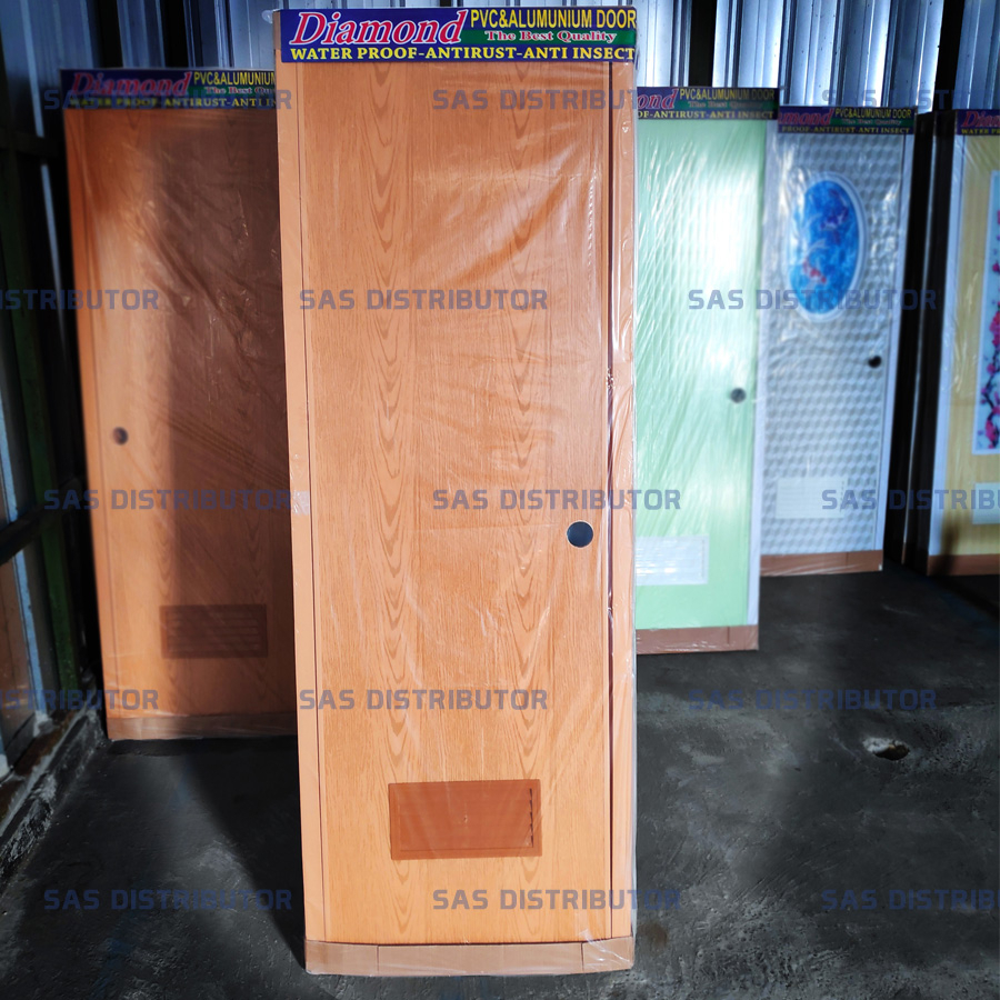 Jual Pintu PVC Kamar Mandi Motif Coklat Urat Kayu (DIAMOND) Tebal kusen ...