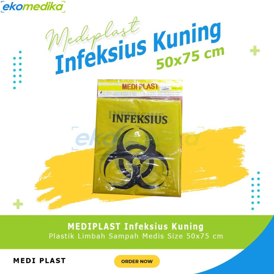 Jual Plastik Limbah / Sampah Medis Logo Infeksius Kuning Size 40x45 ...
