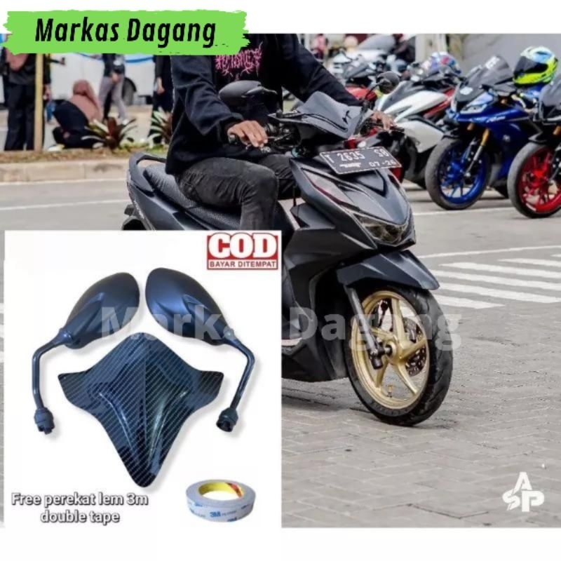 Jual Paket Spion x one x1 plus Visor Carbon pnp Beat Deluxe CBS ISS ...