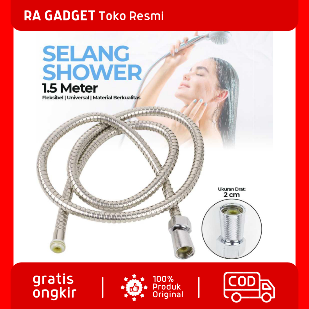 Jual Selang Shower Fleksibel Universal Shower Hose 1.5 Meter / Selang Slang Shower Sower Mandi ...