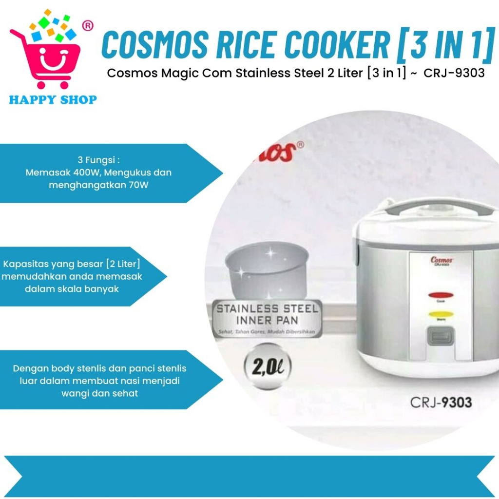 Jual Cosmos Magic Com Stainless Steel 2 Liter [3 in 1] ~ CRJ-9303 ...