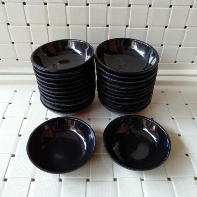 Jual Piring Sambal Hitam Putih Bulat Melamin Awet Kuat Tebal Tahan ...