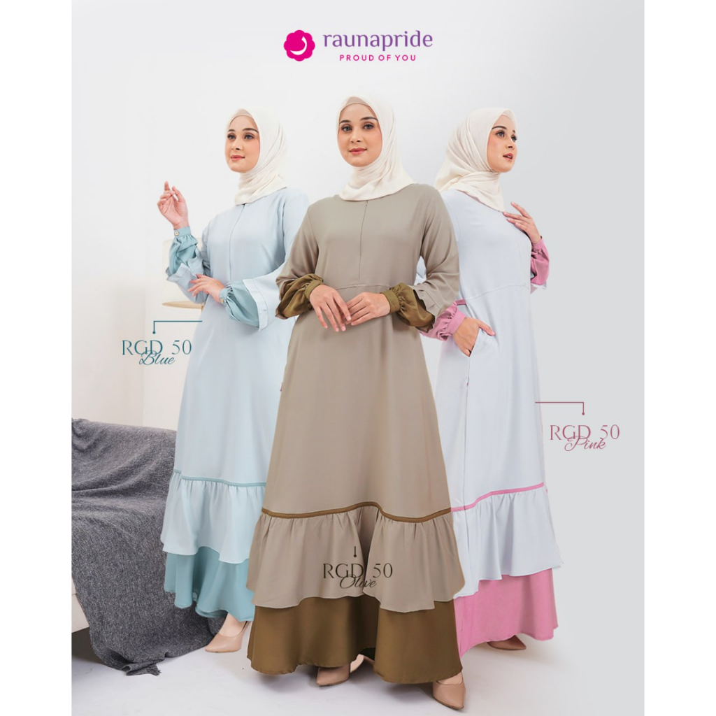 Jual Baju Gamis Wanita Dewasa / Rauna GD-50 / Fashion Muslim Kekinian ...