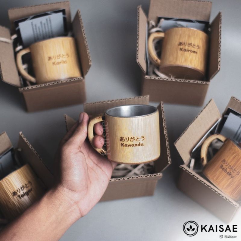 Jual kado unik mug bambu grafir/kado farewell/souvenir/kado ultah ...