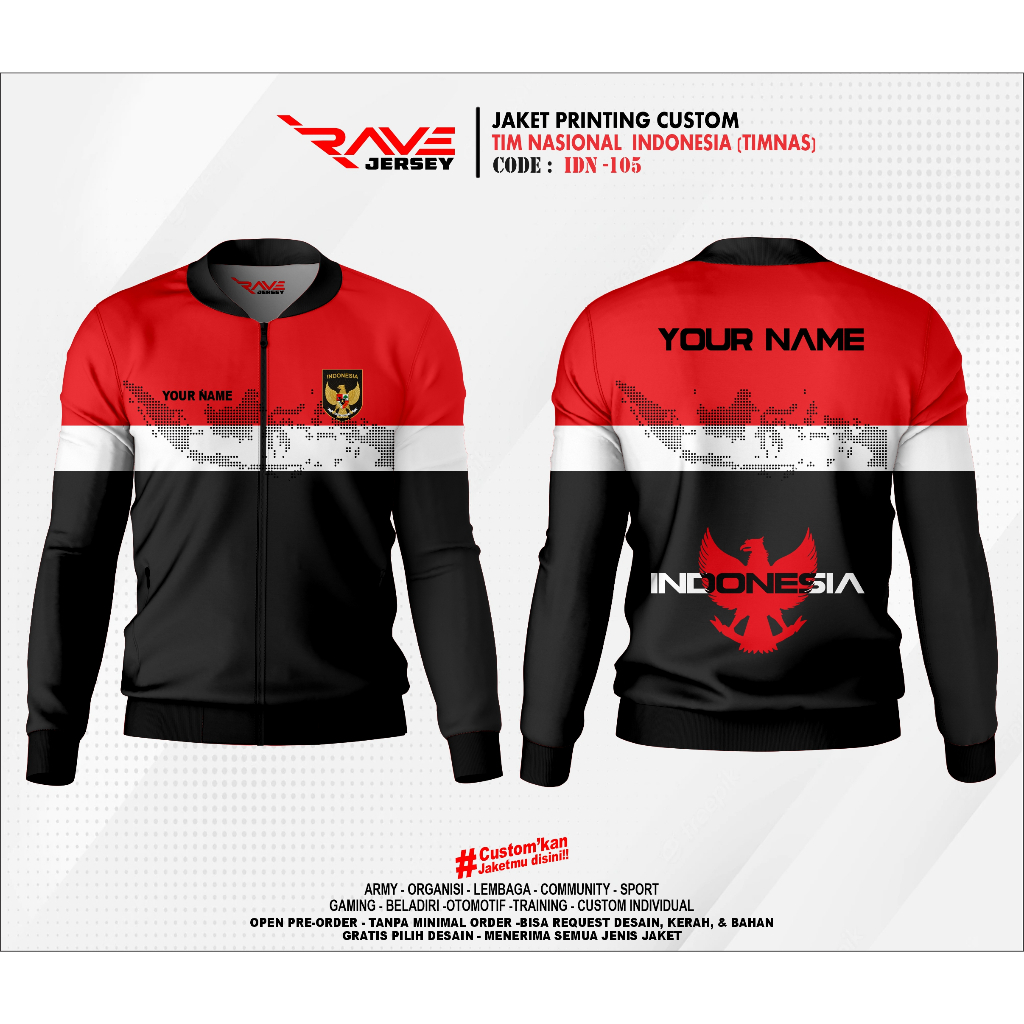 Jual JAKET TIMNAS INDONESIA SESI 1 FULL PRINTING SUBLIMATION CUSTOM ...