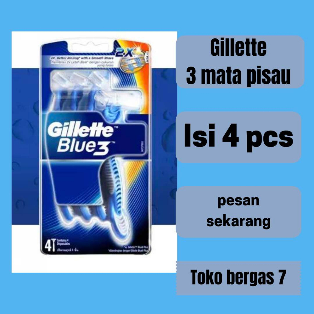 Jual Gillette alat cukur blue 3 razor pisau cukur isi 4 | Shopee Indonesia