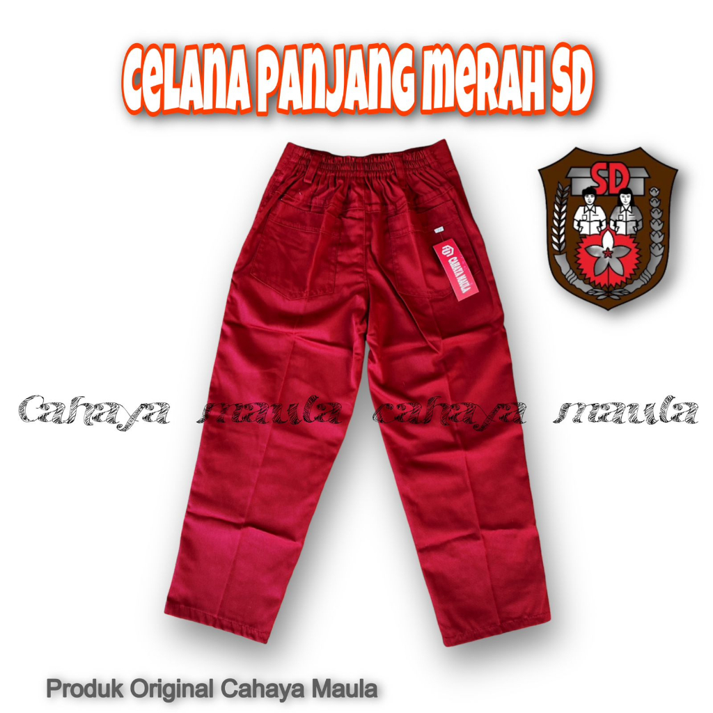 Jual Celana Panjang sekolah sd warna merah celana sekolah sd panjang warna merah||Seragam ...