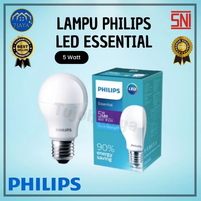 Jual LAMPU PHILIPS LED ESSENTIALS 5W | Shopee Indonesia