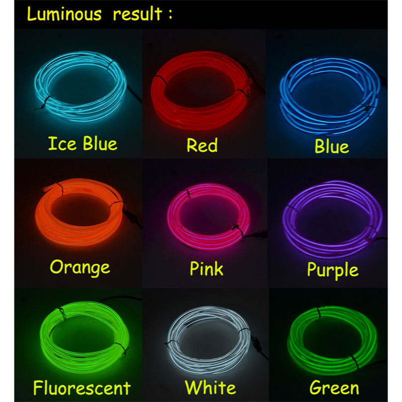 Jual EL WIRE LED FLEXIBLE 2.3 mm - FLEKSIBEL EL WIRE 2.3MM 3V 10 macam ...