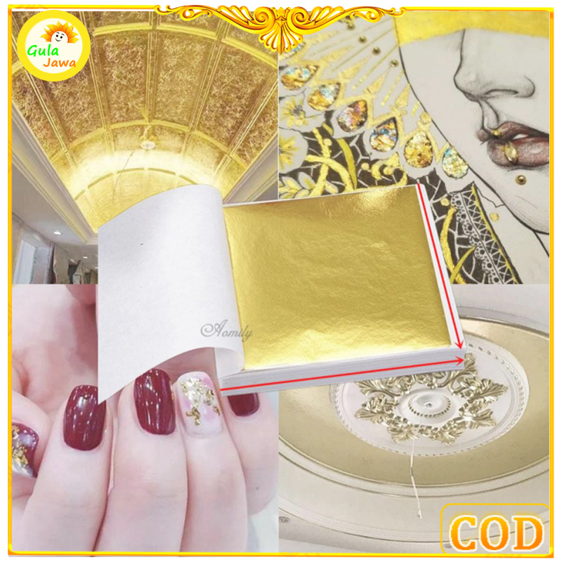 Jual 100pcs Kertas Foil Emasgold Leaffoil Sheet Kertas Prada Sepuhan ...