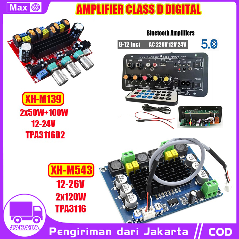 Jual Amplifier Board Audio Bluetooth USB Radio TF DIY Subwoofer D5 D10 ...