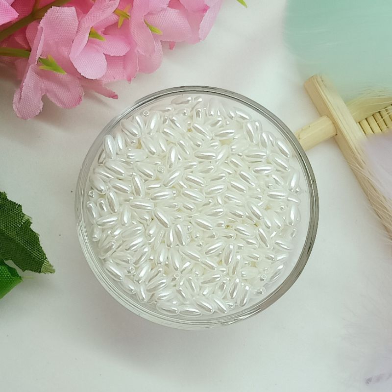 Jual (10 gr) Mote padi/manik padi/mutiara padi polos 3 x6 mm | Shopee ...