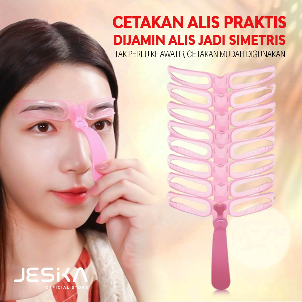 Jual Cetakan alis jiplak simetris gagang 8 in 1 pink silikon untuk ...
