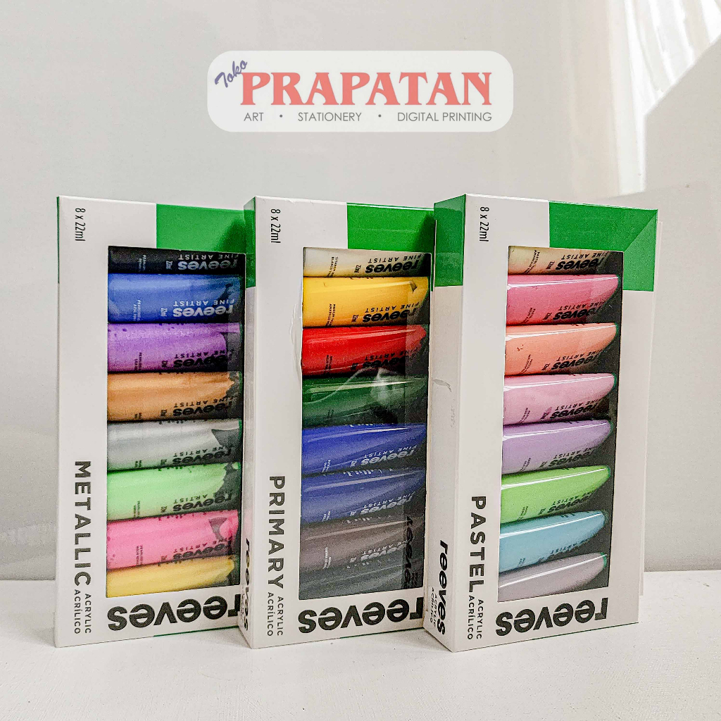 Jual Cat Akrilik Set Reeves 8x22ml | Reeves Acrylic Set | Shopee Indonesia
