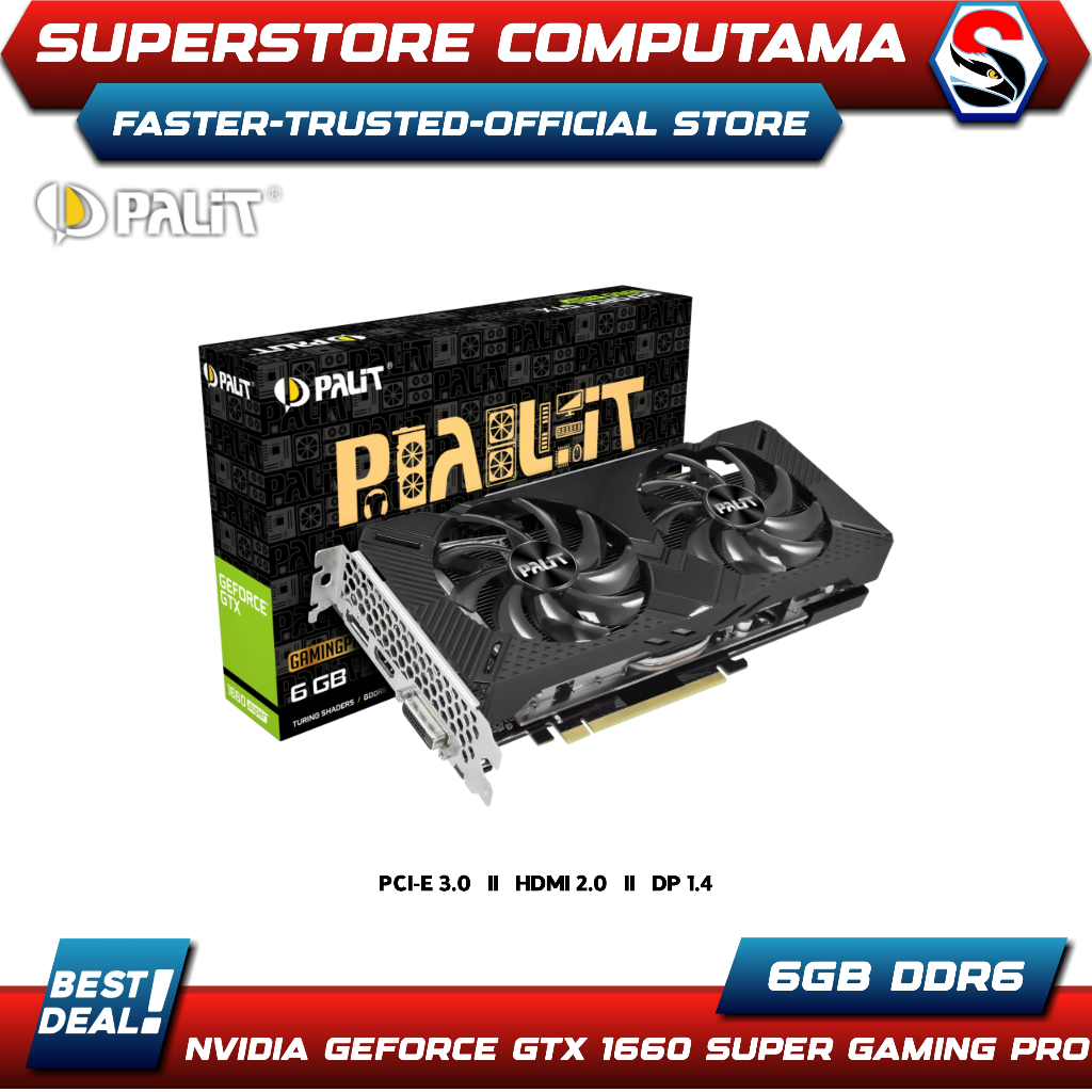 Jual VGA PALIT GeForce GTX 1660 Super GP 6GB DDR6 - PALIT GTX1660S GP 6GB | Shopee Indonesia