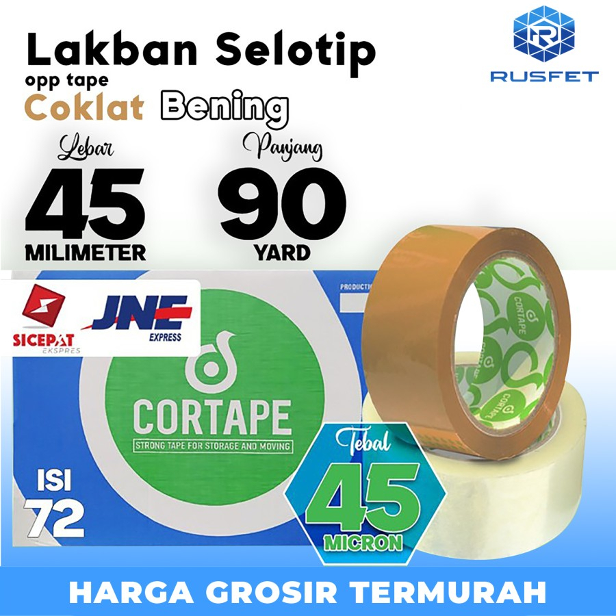 Jual Lakban isolasi Solatip 45mm x90yard OPP Tape Cortape Varian KARGO ...