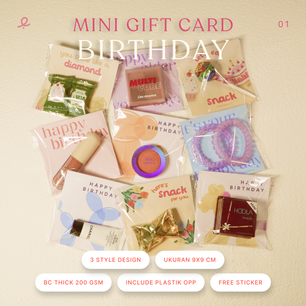 Jual Gift card mini birthday | Kartu hadiah ulang tahun | Uk 9x9 cm ...