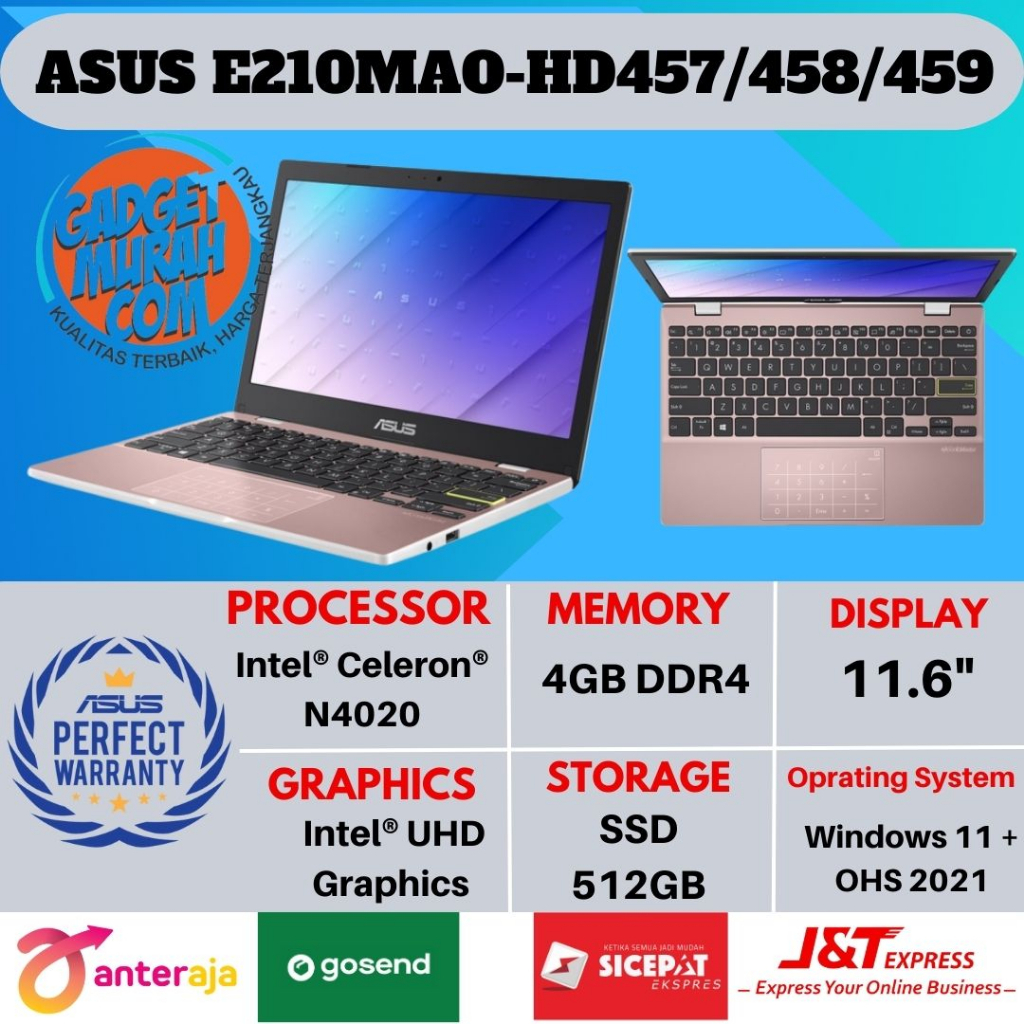 Jual LAPTOP ASUS E210MAO-HD457/458/459 N-4020 4GB 512GB 11" WIN11 OHS ...