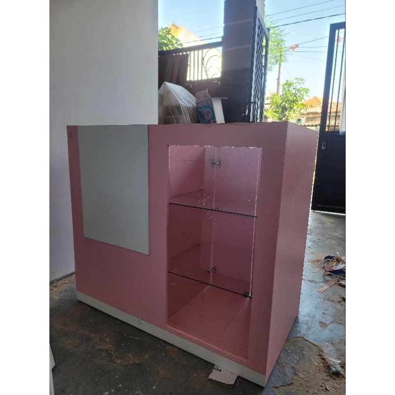 Jual Meja Kasir Minimalis Pink | 115x50x100cm | Shopee Indonesia