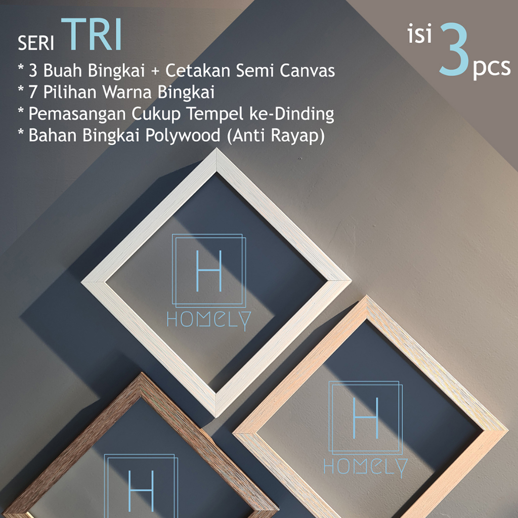 Jual 3 Buah Bingkai + Cetak Semi Canvas Ukuran 20x20cm atau 8x8inch ...