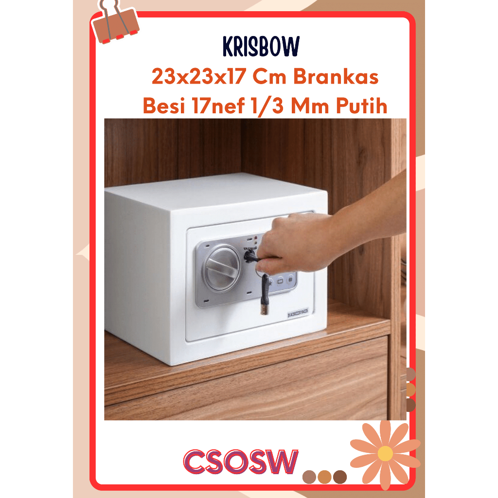 Jual Krisbow 23X23X17 Cm Brankas Besi 17Nef 1/3 Mm - Putih Lemari ...