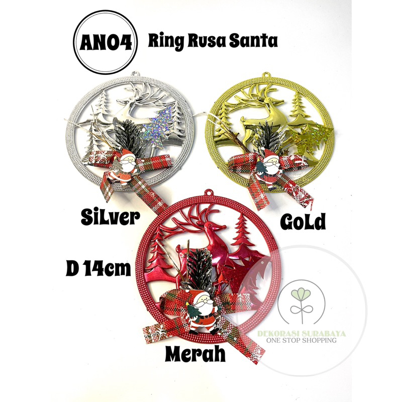 Jual Dekorasi Natal Ring Rusa plastik gold 20cm / 10cm / AN04 / AN05 ...