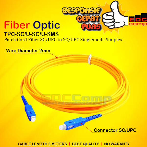 Jual Patch Cord Fiber Optic SC/UPC-SC/UPC Single Mode SIMPLEX 5-10-15 Meter | Shopee Indonesia