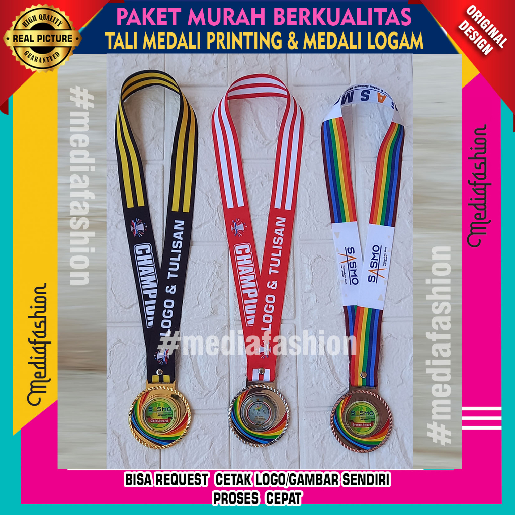 Jual Custom Tali Medali Printing Ukuran 3cm + Medali Logam (BEBAS ...