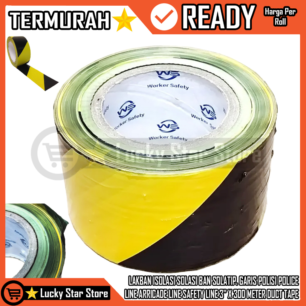 Jual Duct Masking Tape Isolasi Solasi Ban Solatip Safety Garis Meter ...