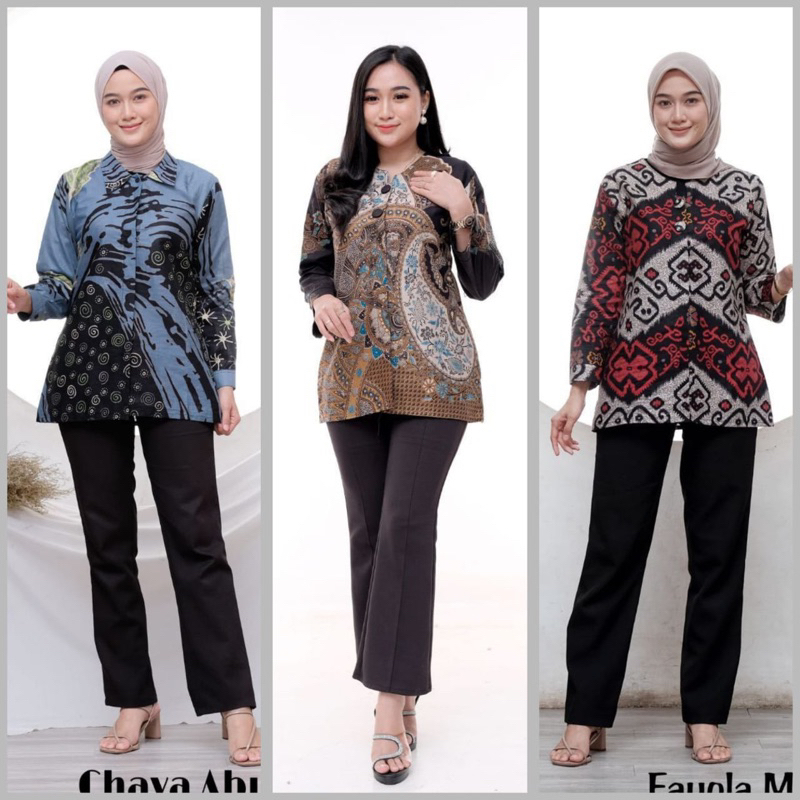 Jual tey-17 Batik wanita ASJ SA HRB026 Kenongo Kemeja Tosca Pendek | Shopee Indonesia