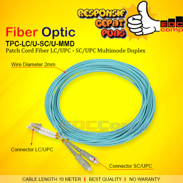 Jual OM3 LC-SC Duplex Fiber Optic Patchcord OM3 FO Patch Cord 5-15 M ...