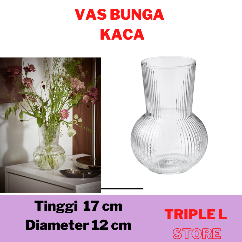 Jual Vas Bunga Kaca Tinggi 17 cm Diameter 12 cm | Shopee Indonesia