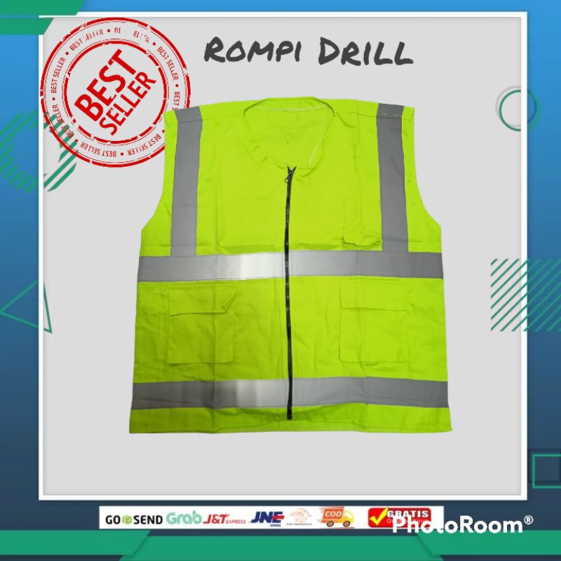 Jual rompi drill/rompi proyek bahan drill hijau stabilo | Shopee Indonesia