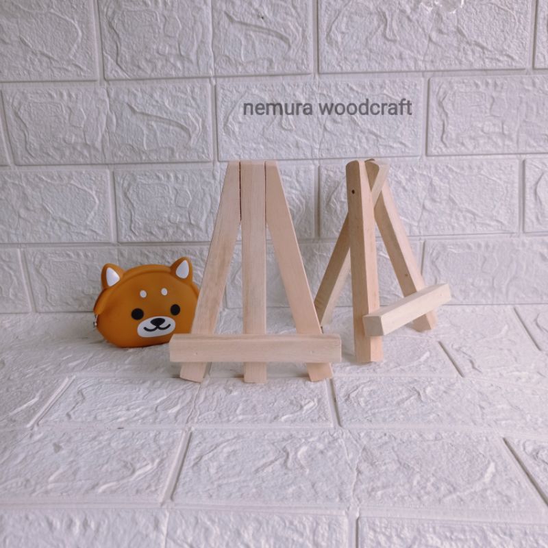 Jual mini easel wooden tripod standing foto akrilik hp stand kayu ...
