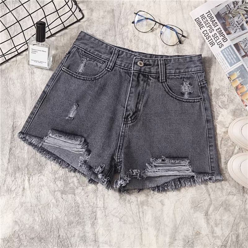 Jual CEWEK_ID OOTD Celana pendek jeans wanita sobek ripped highwaist hot pants wanita korea ...