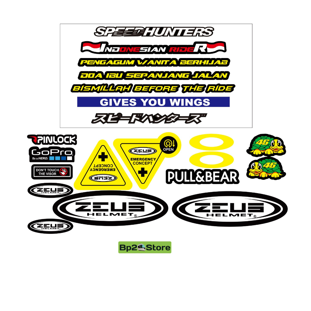 Jual Paket Stiker Helm ZEUS / Set Stiker Helm ZEUS | Shopee Indonesia