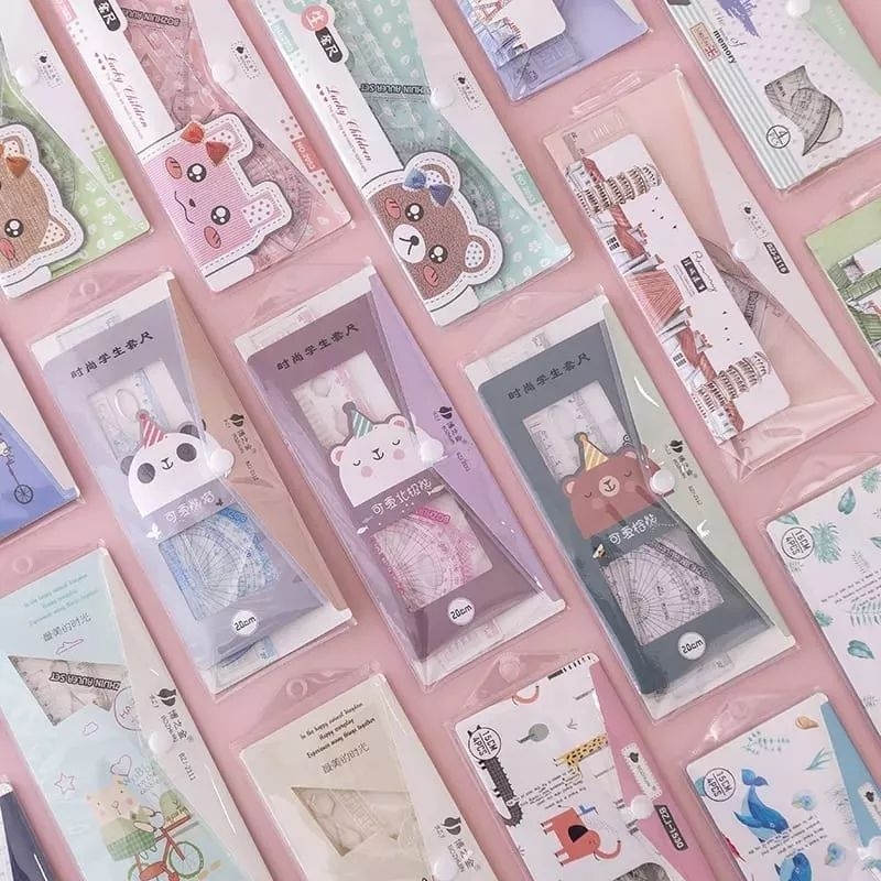 Jual PENGGARIS SET ISI 4 MODEL PENGGARIS PLASTIK 1 SET GARISAN SET ...