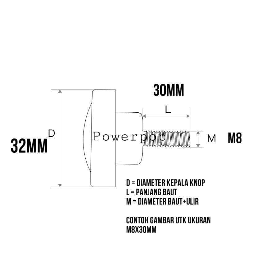 Jual M8 BAUT KNOP STAR / BAUT BINTANG M8 TEBAL KUALITAS GRADE A MURAH ...