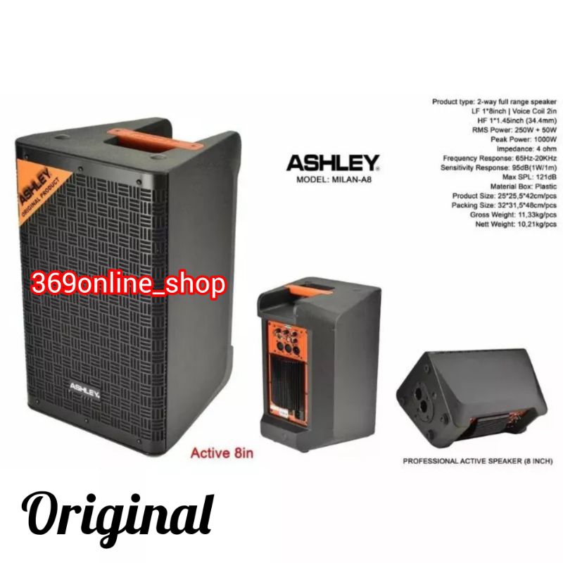 Jual SPEAKER AKTIF 8 INCH ASHLEY MILAN A8 ORIGINAL 2-WAY FULL RANGE ...