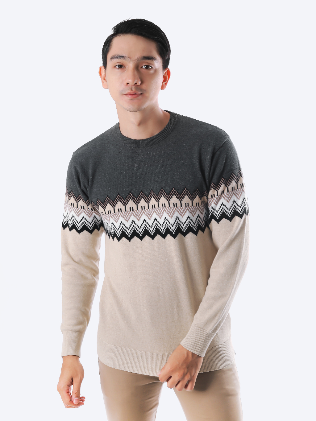 Jual Gomuda Sweater Rajut Pria Crewneck Aztec Tribal - Beige | Shopee ...