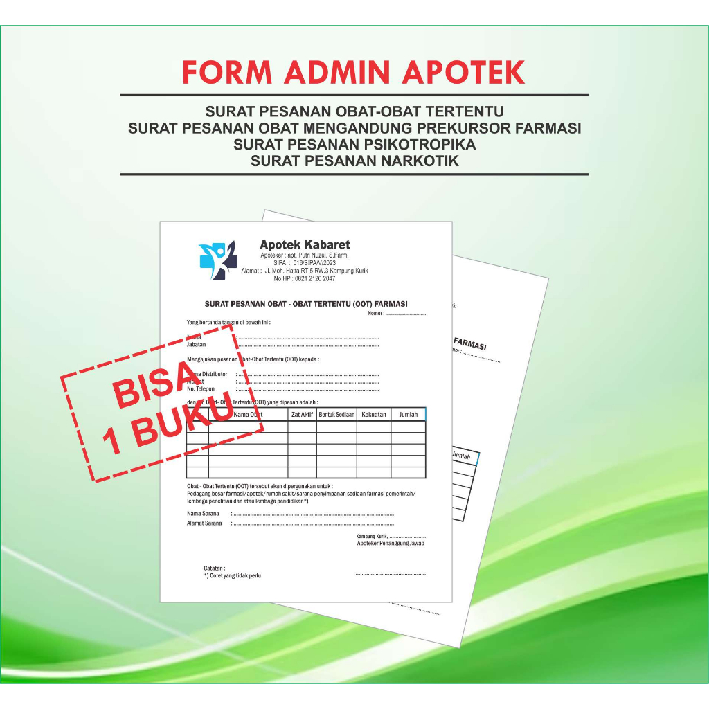 Jual Nota surat pesanan apotek, sp regular (Dapatnya 2 Buku) | Shopee ...