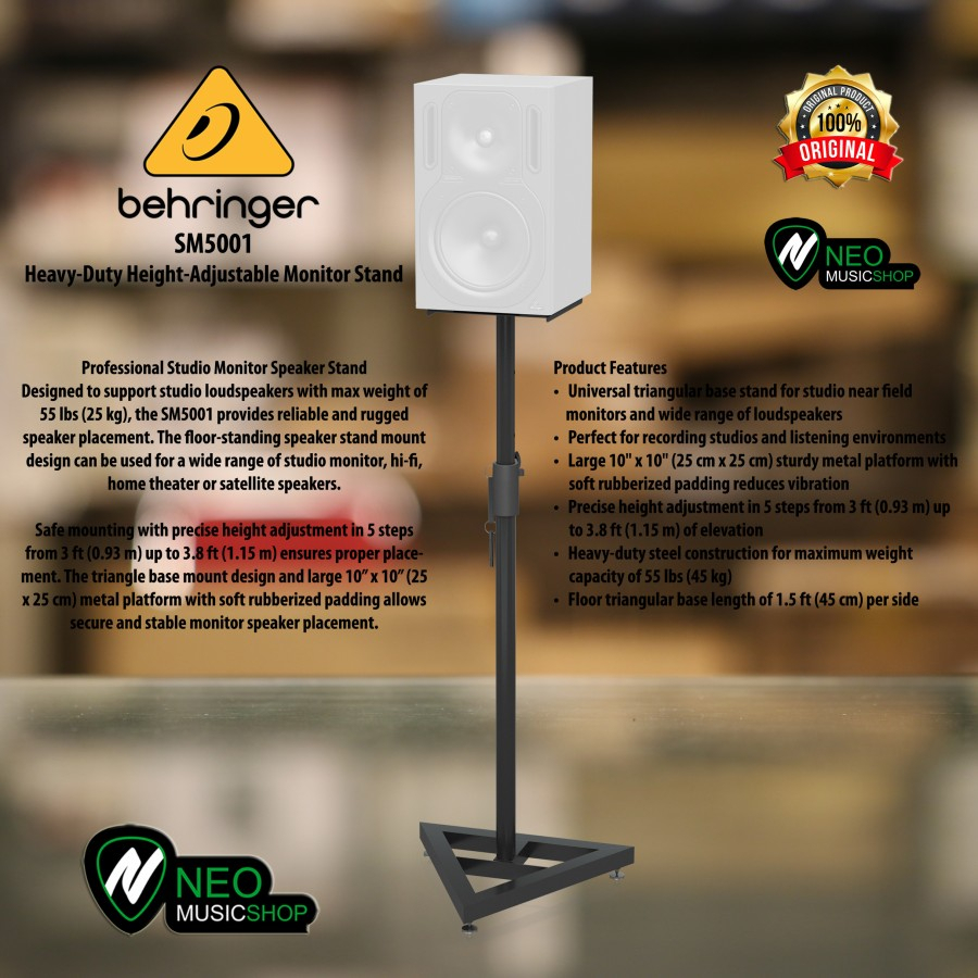 Jual Behringer SM5001 Heavy-Duty Height-Adjustable Monitor Stand ...