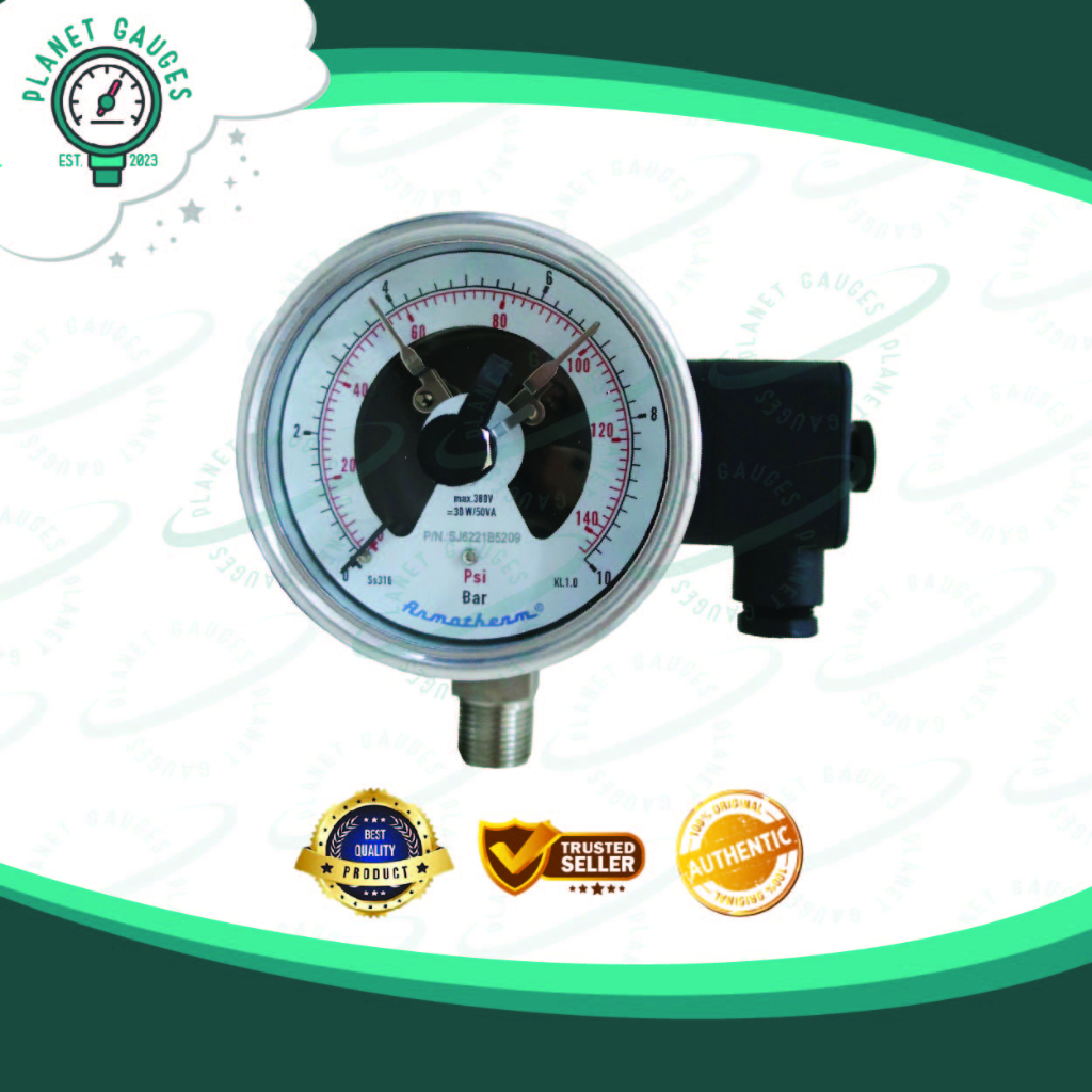 Jual ARMATHERM Pressure Gauge Electric Contact BT (4in/10bar) | Shopee ...
