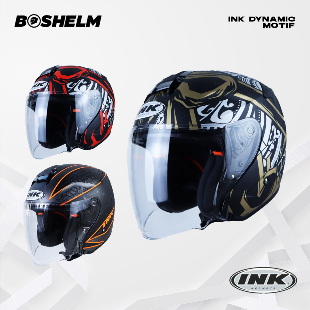 Jual BOSHELM Helm INK DYNAMIC MOTIF Helm Half Face SNI | Shopee Indonesia