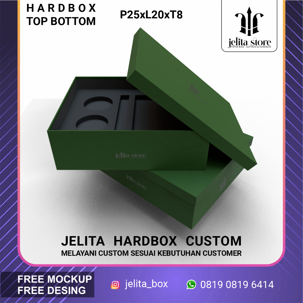 Jual HARDBOX 15x10x6 CUSTOM - GIFT BOX - BOX HAMPERS - TOP BOTTOM TUTUP ...