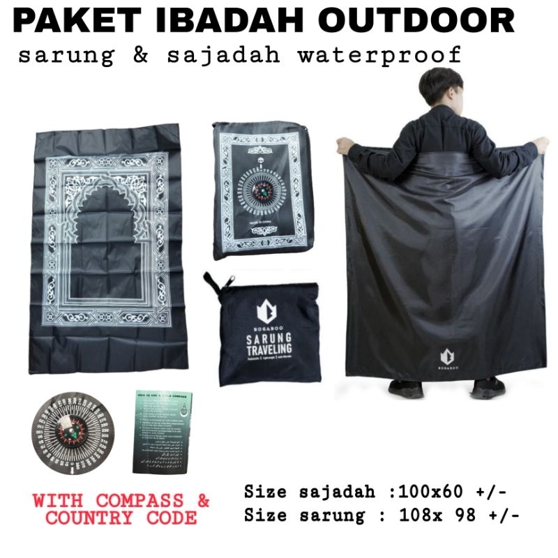 Jual Paket Sajadah Dan Sarung Outdoor Include Compas | Shopee Indonesia