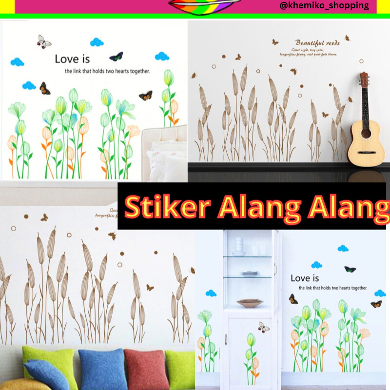 Jual WALLSTICKER WALL STICKER STIKER SETIKER HIASAN DINDING MOTIF DAUN RUMPUT PAGAR POHON ALANG ...
