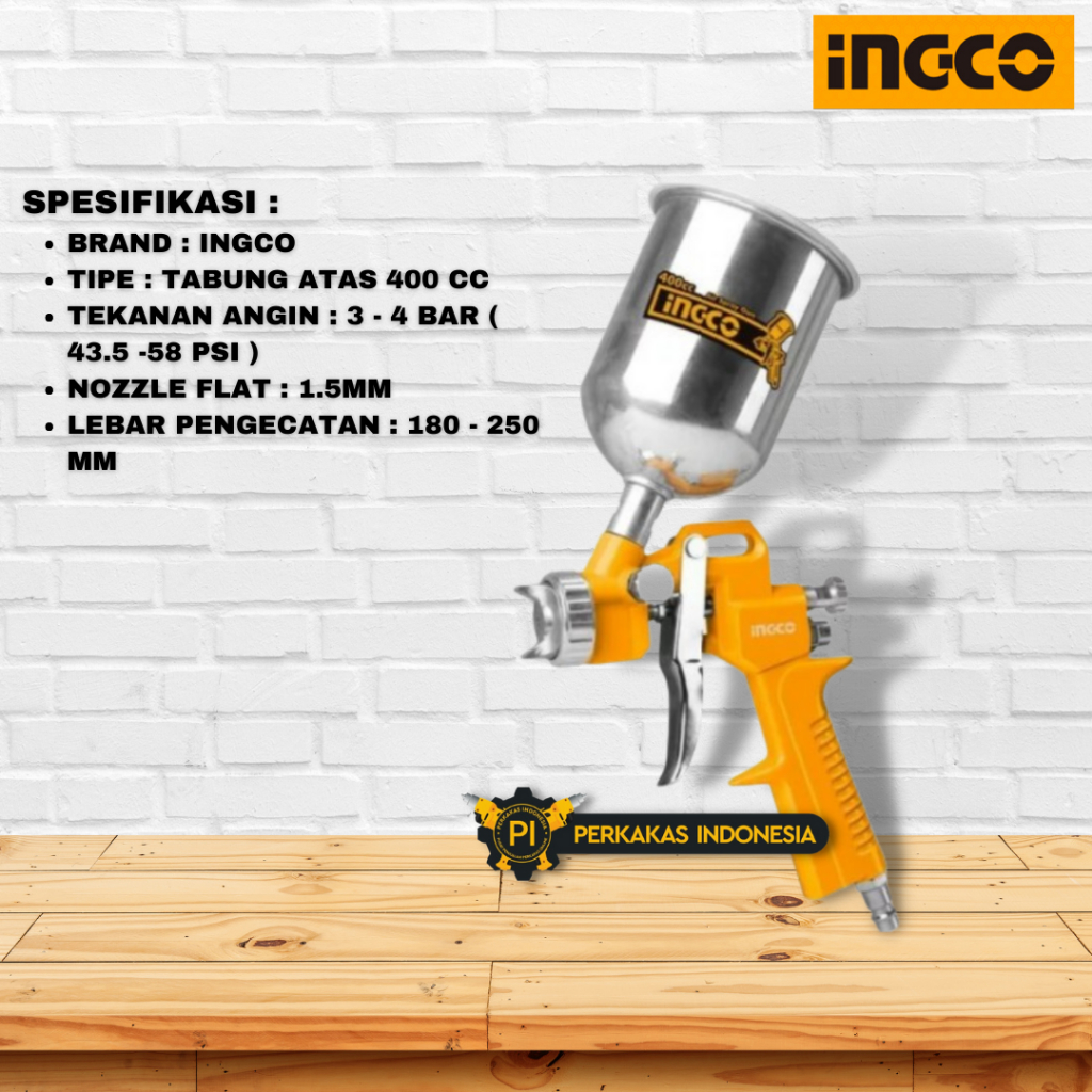Jual Spray Gun INGCO ASG4041 400cc Spraygun Alat Penyemprot Cat Tabung ...