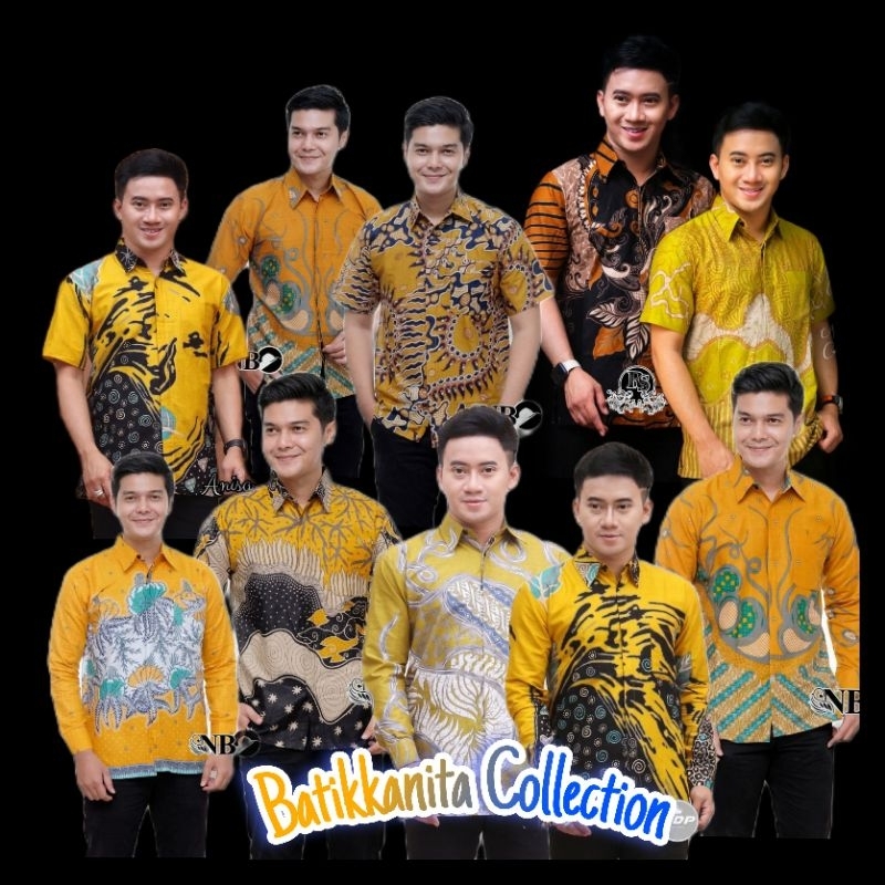 Jual Baju Batik kemeja pendek serian kuning/Batik kemeja Panjang Pendek ...