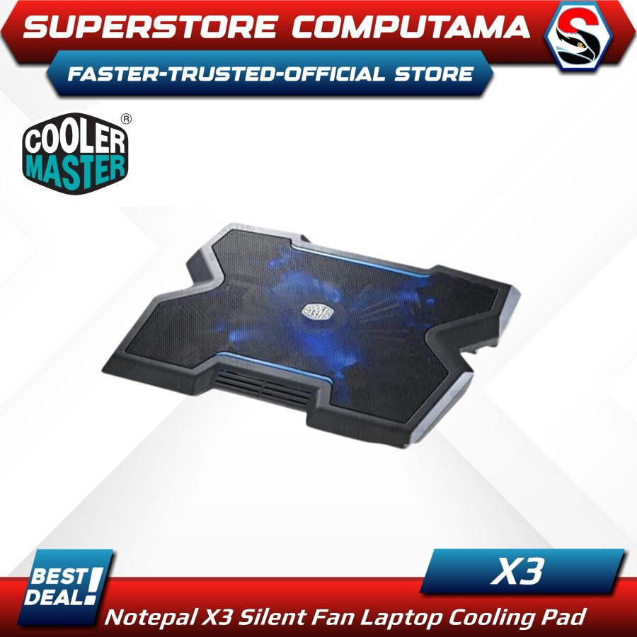 Jual Cooler Master Notepal X3 Silent Fan Laptop Cooling Pad | Shopee ...